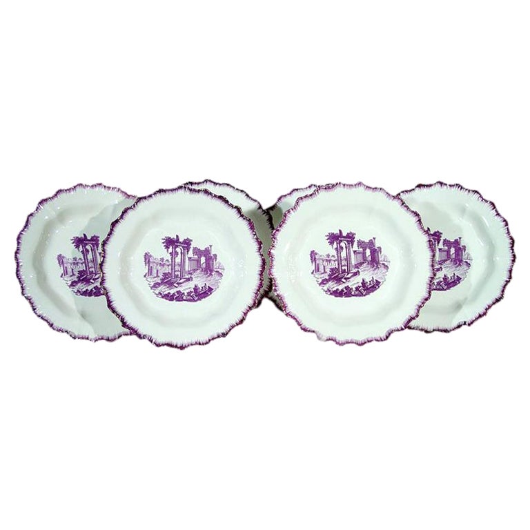 Puce-Colored Creamware Shell-Edge Neale and Co Set of Ten Plates For ...