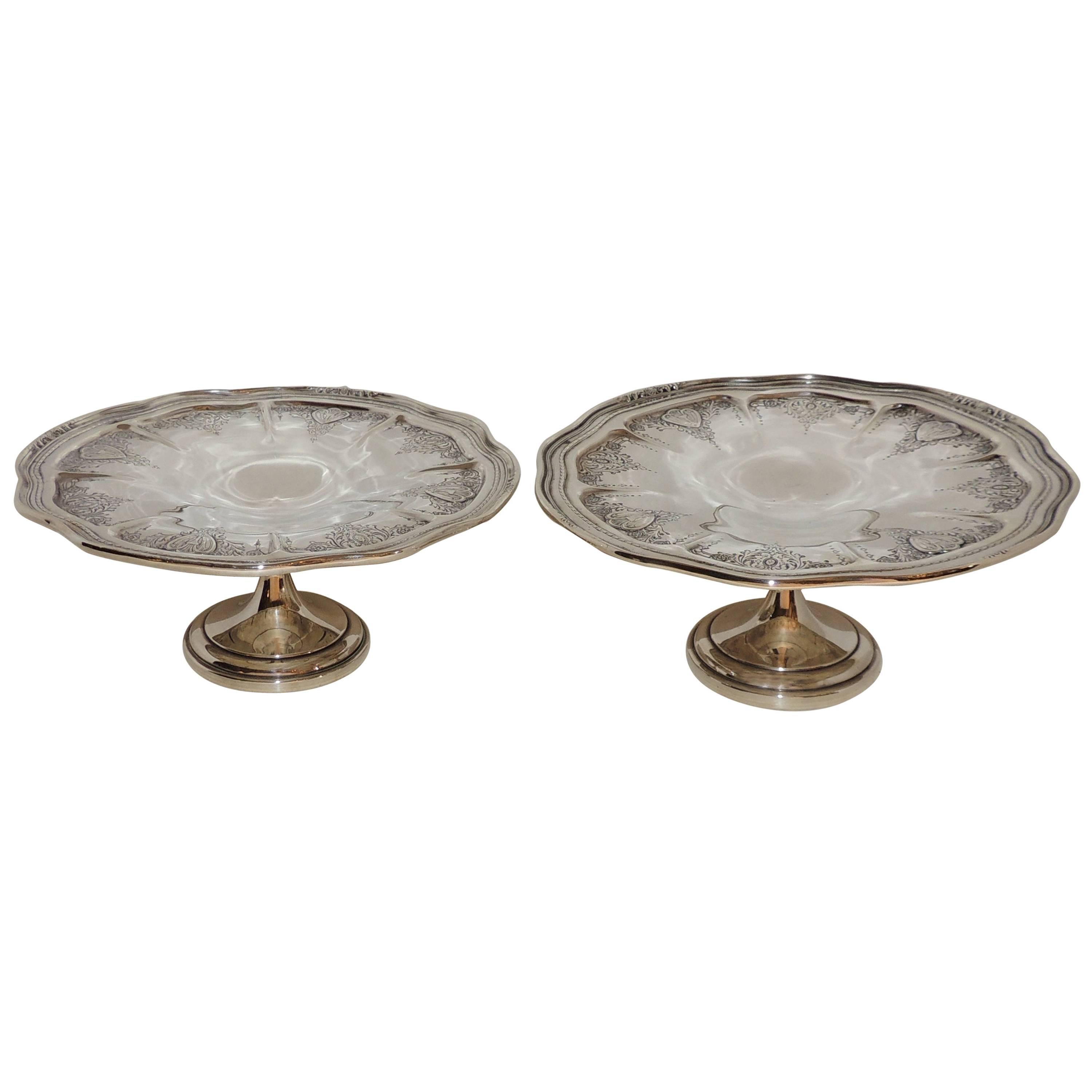 Pair of Whiting Sheraton Sterling Silver Pedestal Compotes Centerpieces ...