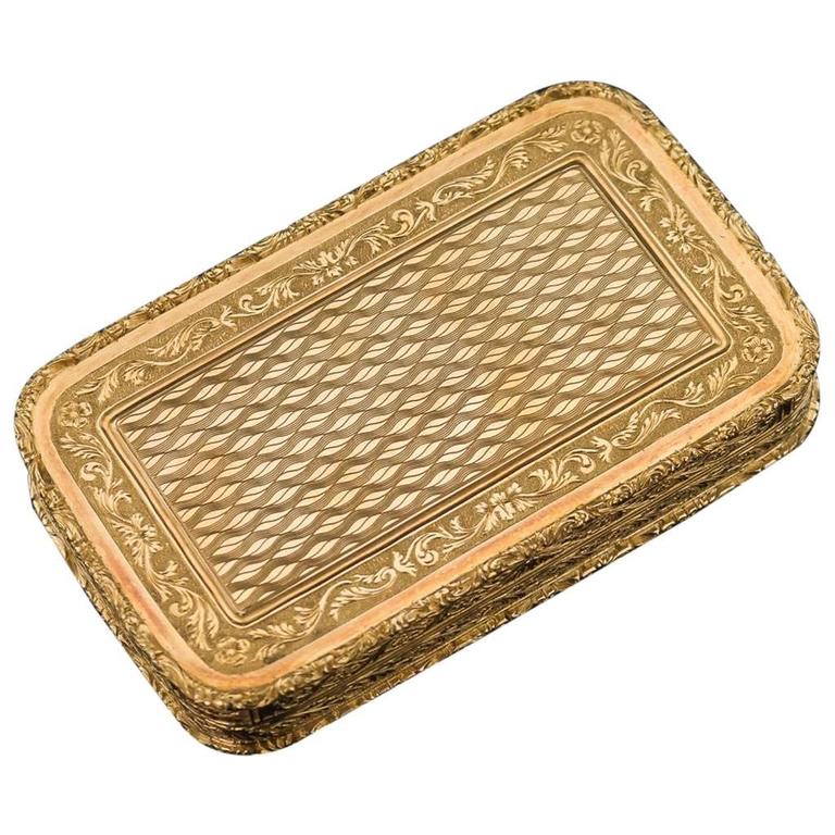 Antique 19th Century French 18-Karat Solid Gold Engraved Snuff Box ...