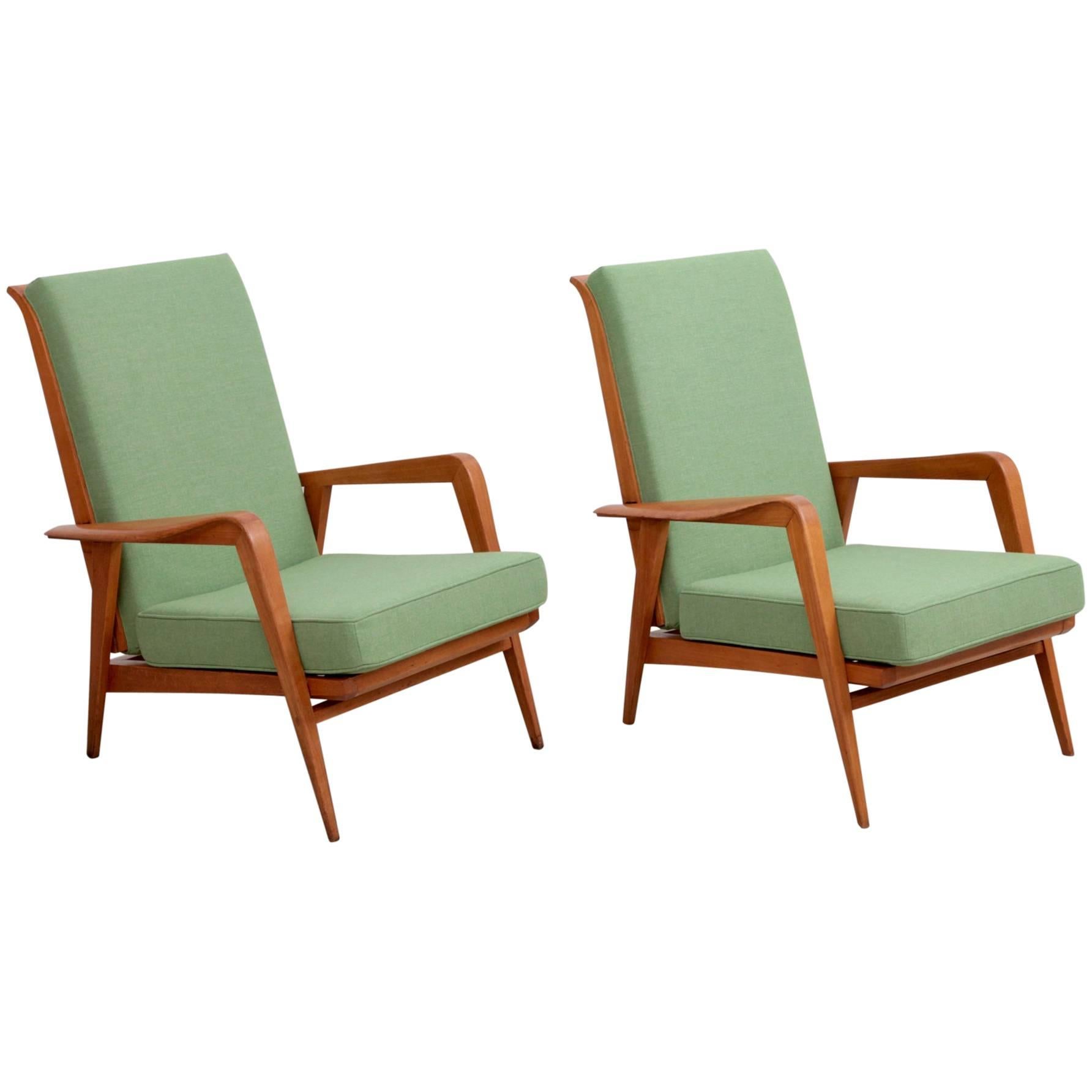 Pair of New Upholstered Etienne Henri Martin Lounge Chairs at 1stDibs