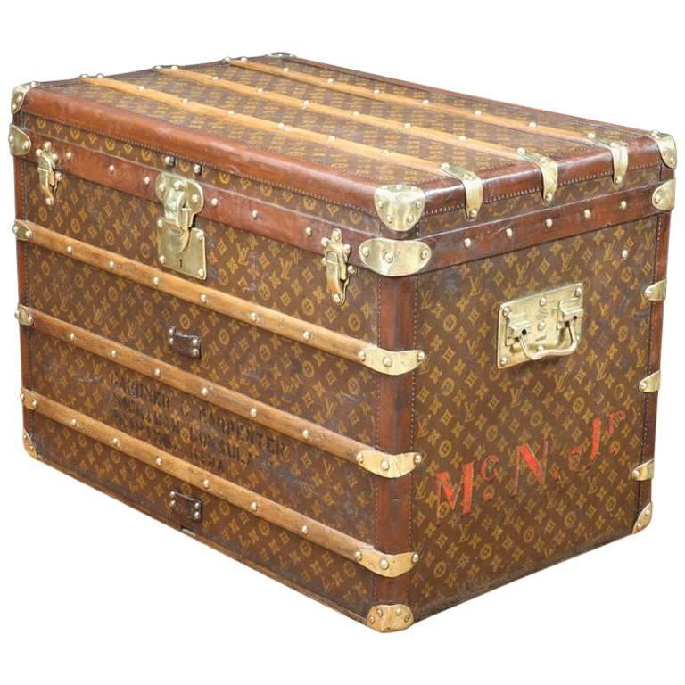 1930s Louis Vuitton Steamer Trunk, with Stencil Monogram Canvas at 1stDibs
