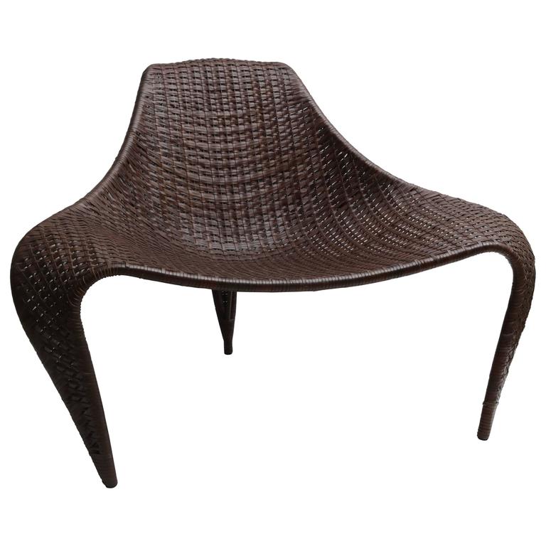 Biomorphic Form Chair in Dark Walnut Colored Woven Leather at 1stDibs ...