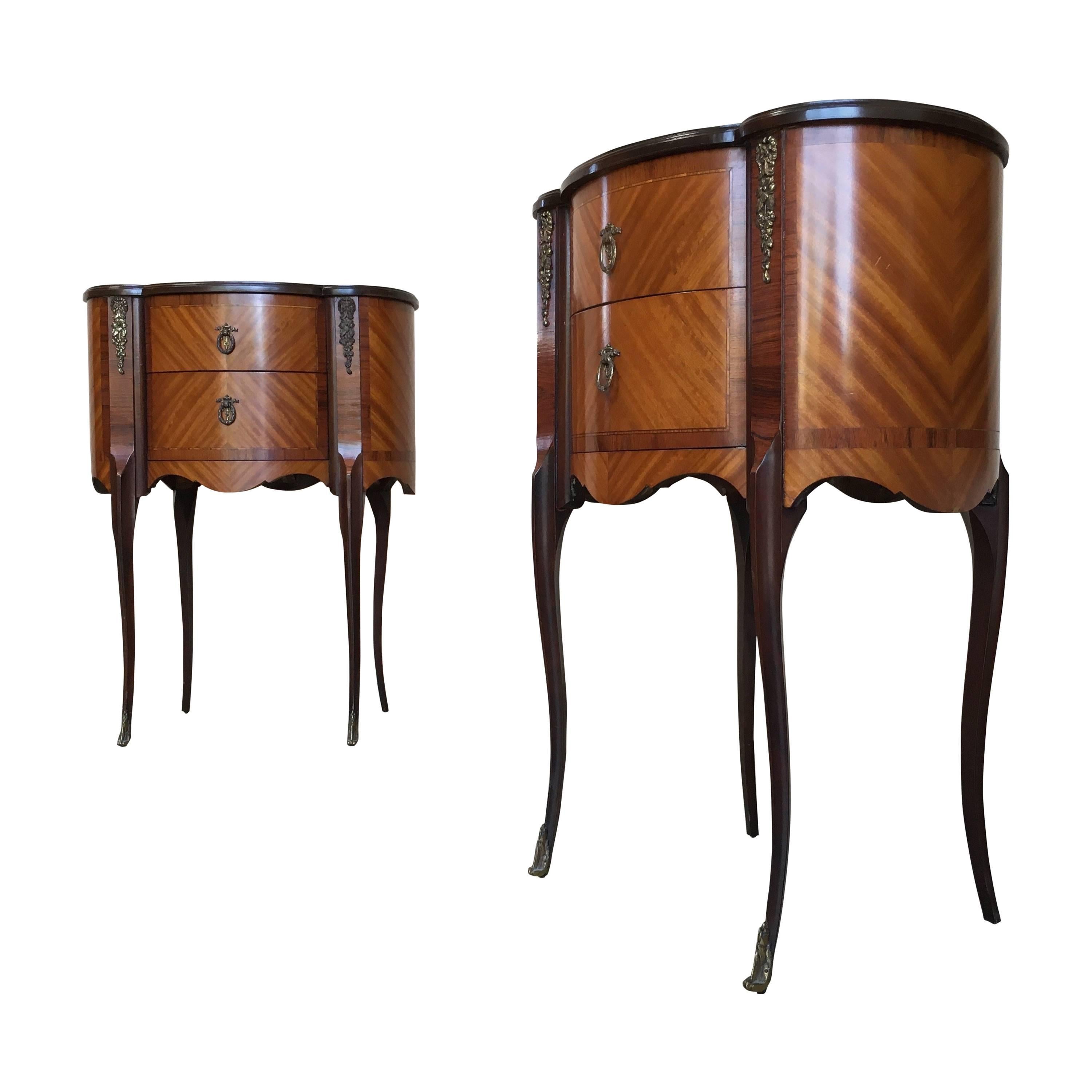 Pair of Italian Style Nightstands with Metal Mounts at 1stDibs