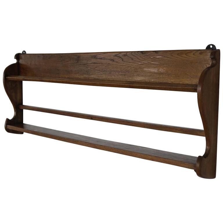Danish, 19th Century Wall-Mounted Country Style Oak Plate Rack For Sale ...