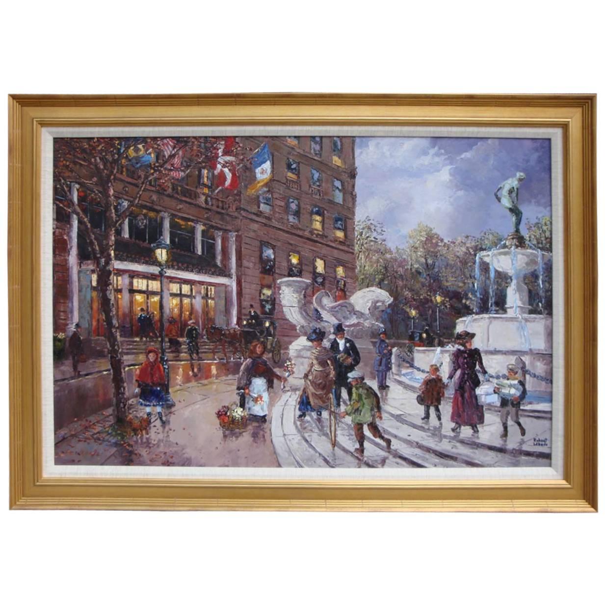 Framed New York City Plaza Hotel 5th Ave Painting by Robert Lebron ...