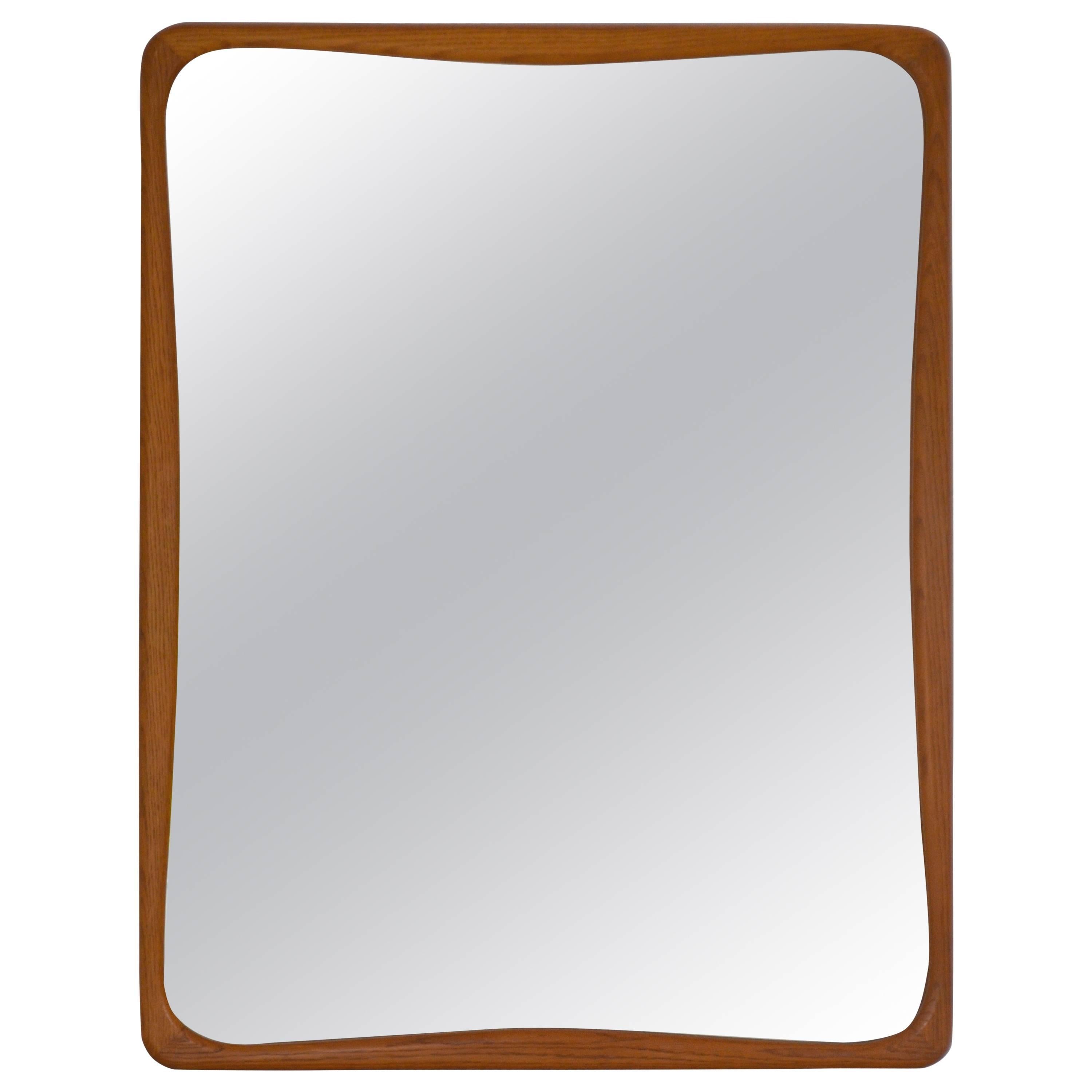 Midcentury Oak Rectangular Wall Mirror For Sale at 1stDibs