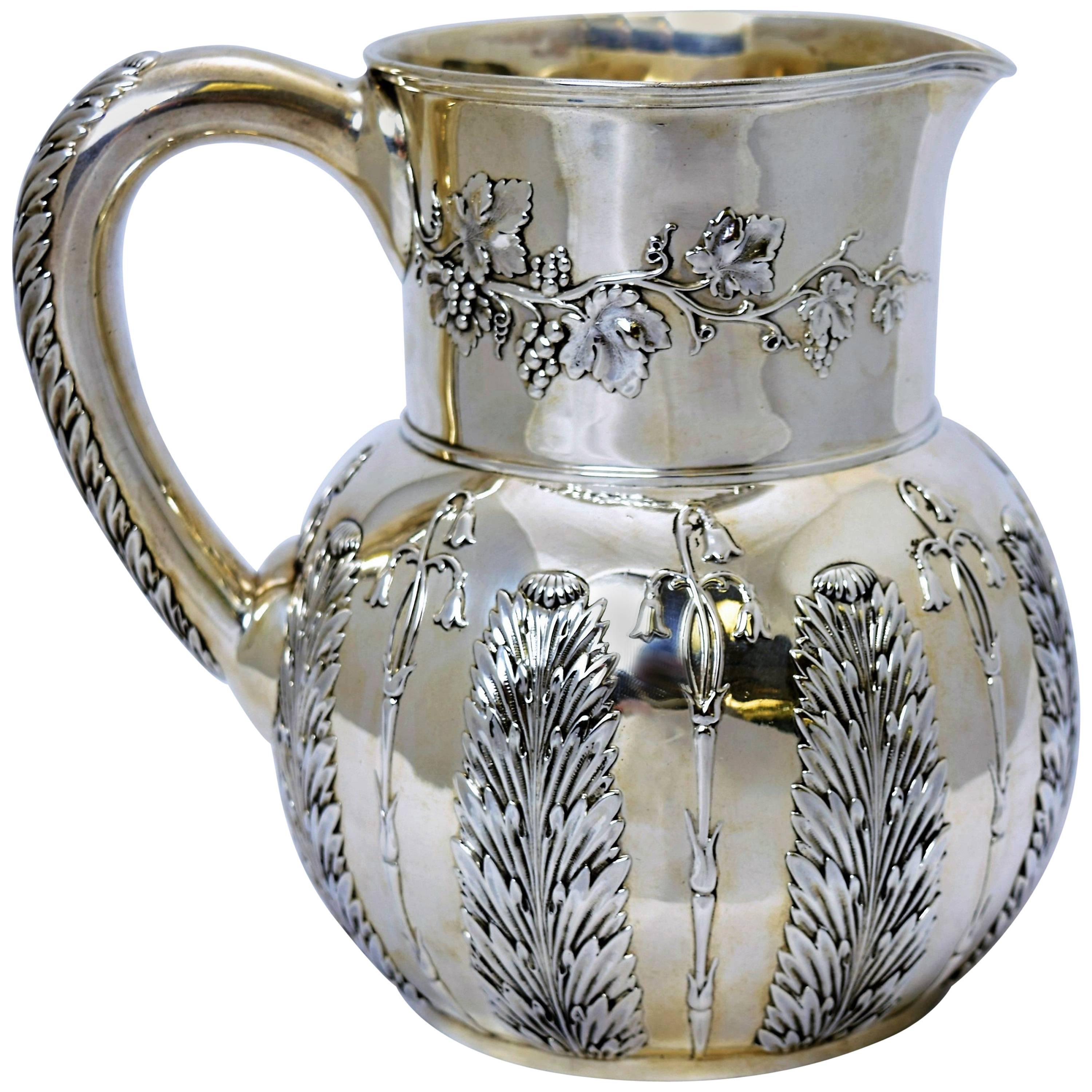 Tiffany Chrysanthemum Sterling Silver Pitcher For Sale at 1stDibs