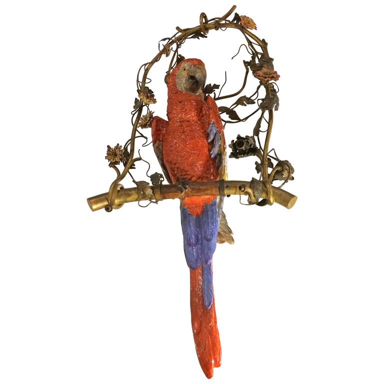 Amazing Victorian Ceramic Parrot at 1stDibs