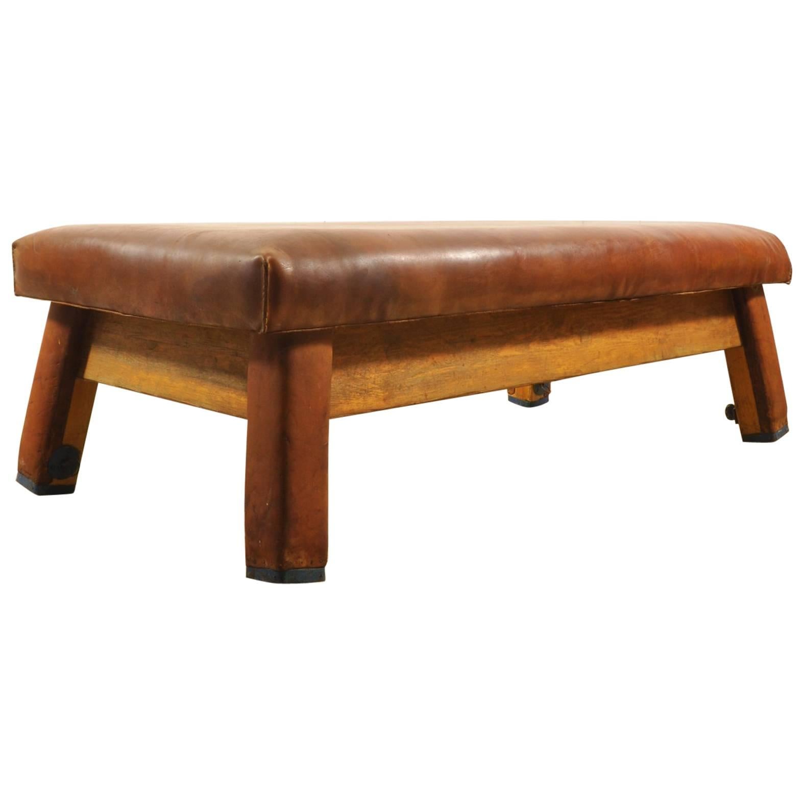 Vintage Leather Gym Bench at 1stDibs