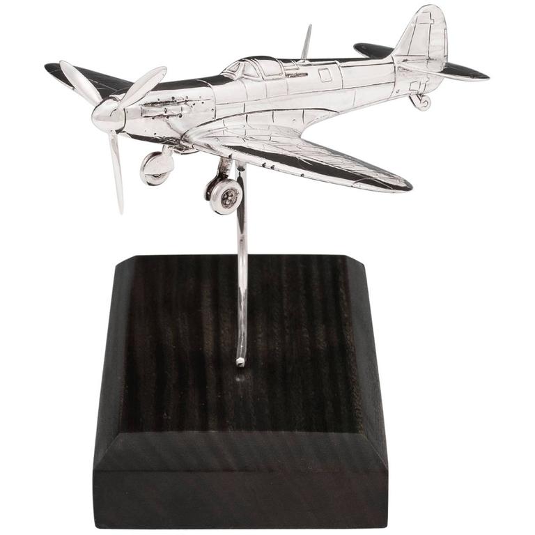 Silver Scale Model Supermarine Spitfire Desk Piece Aeroplane at 1stDibs ...