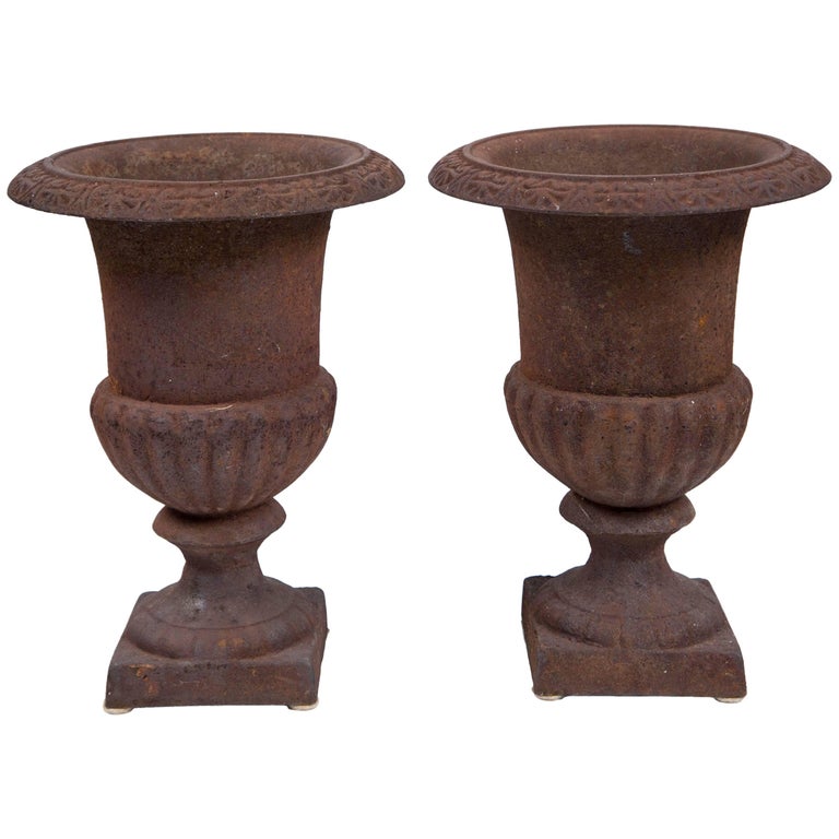 Pair of Vintage Cast Iron Planters, circa 1920 at 1stDibs
