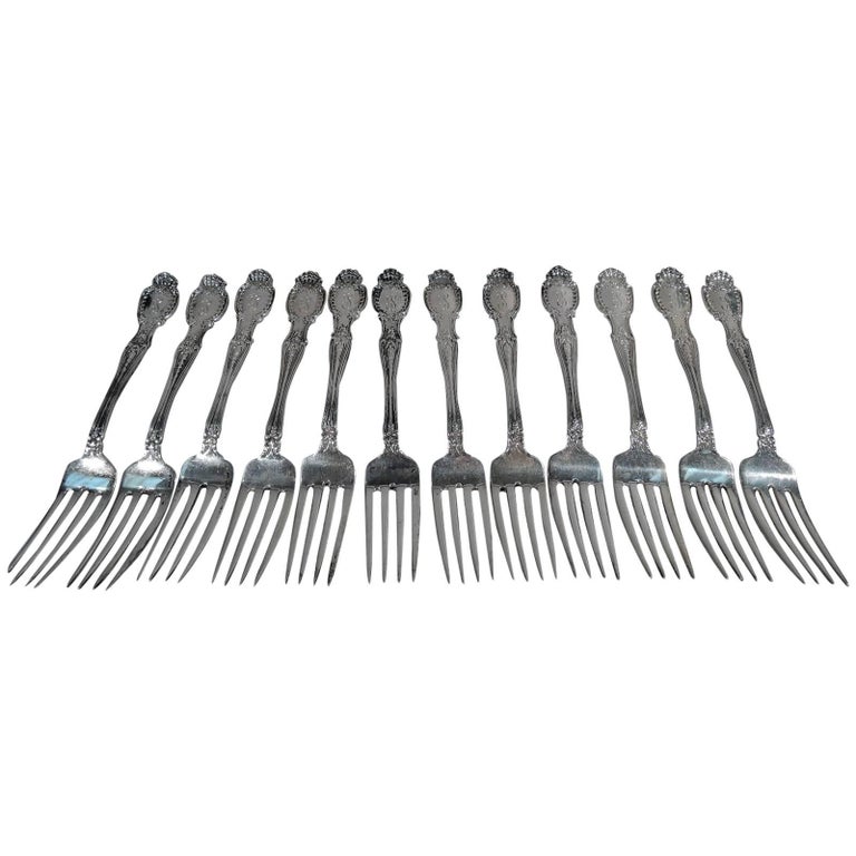 12 Antique Tiffany Richelieu Sterling Silver Forks For Sale at 1stDibs