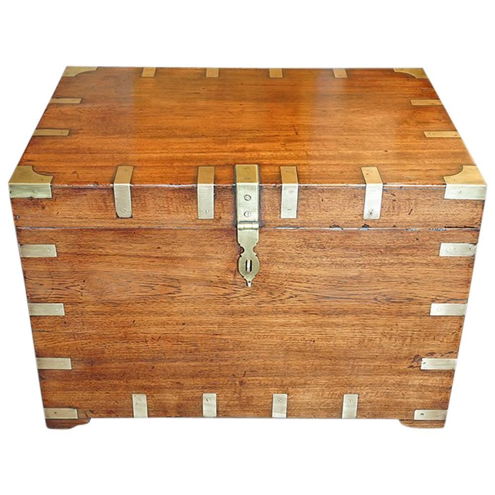 Antique Brass Bound Campaign Trunk at 1stDibs