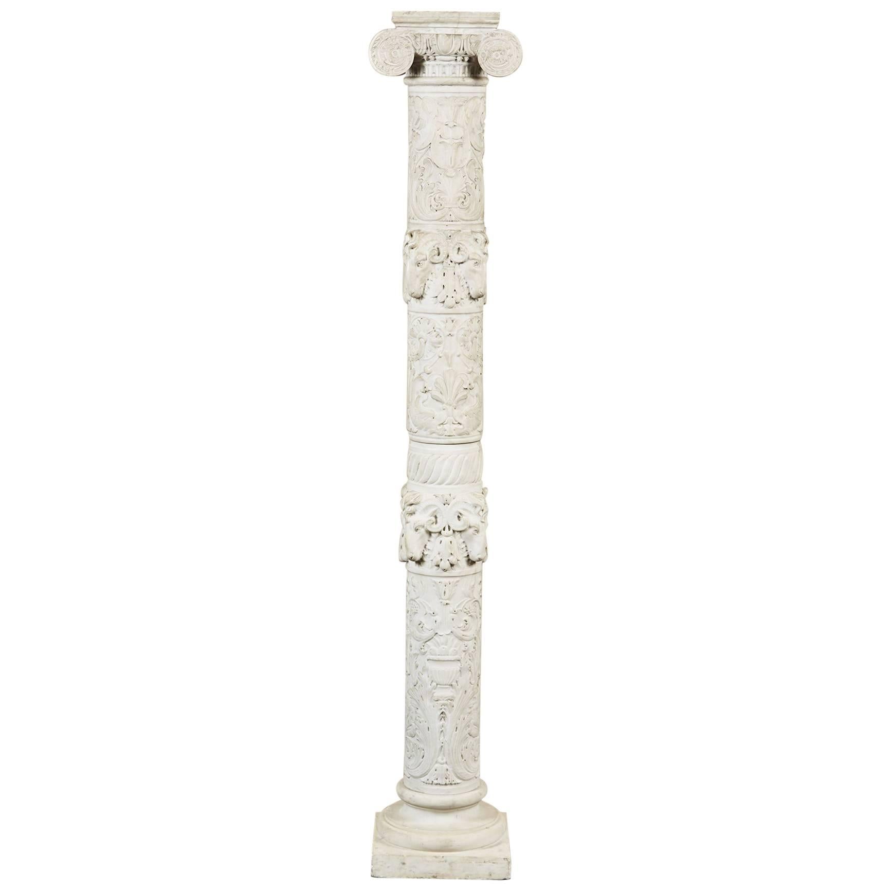 19th Century Italian Carved Marble Column at 1stDibs