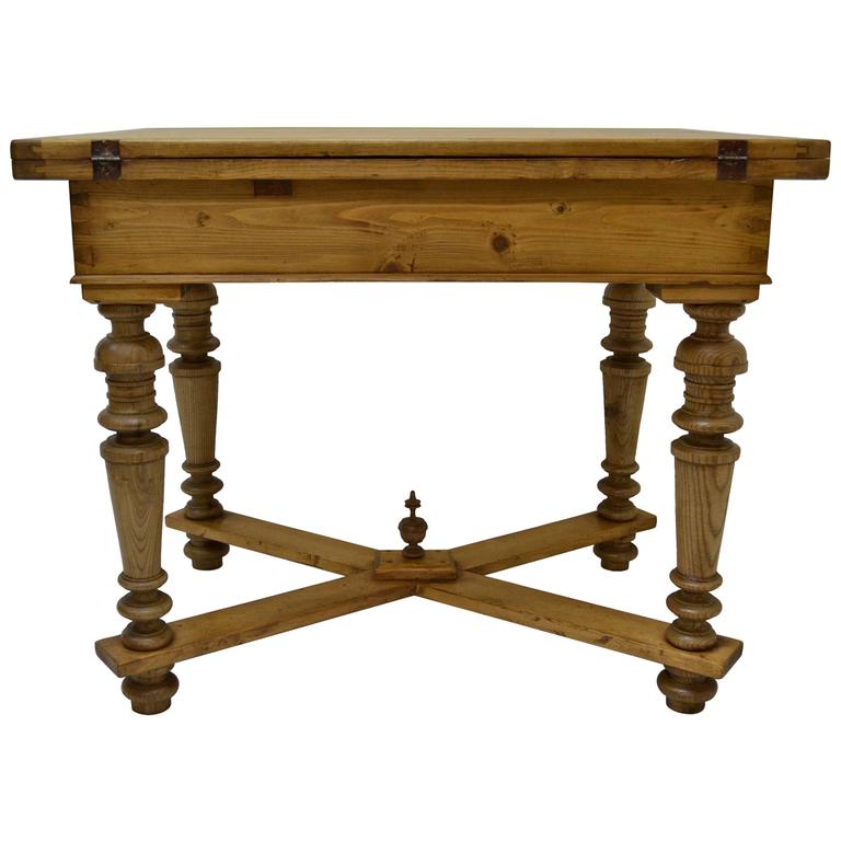 Pine Swivel-Top Stretcher Base Table at 1stDibs