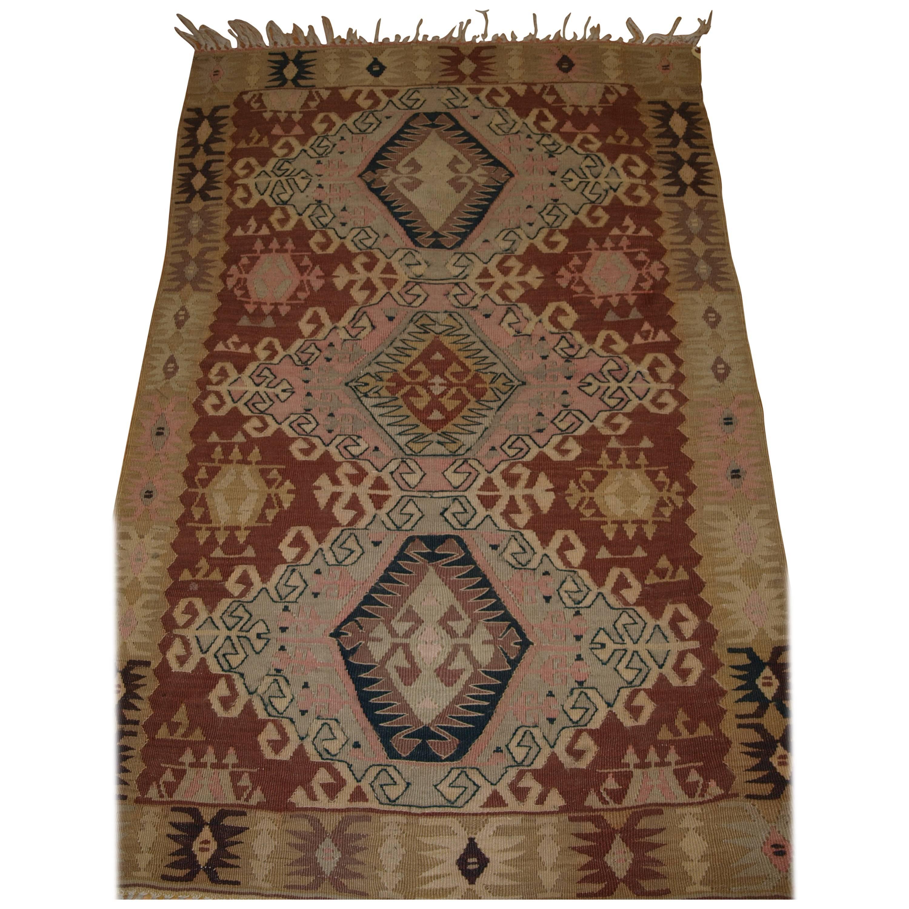 Old Turkish Kayseri Kilim with Attractive Soft Colors and Traditional ...