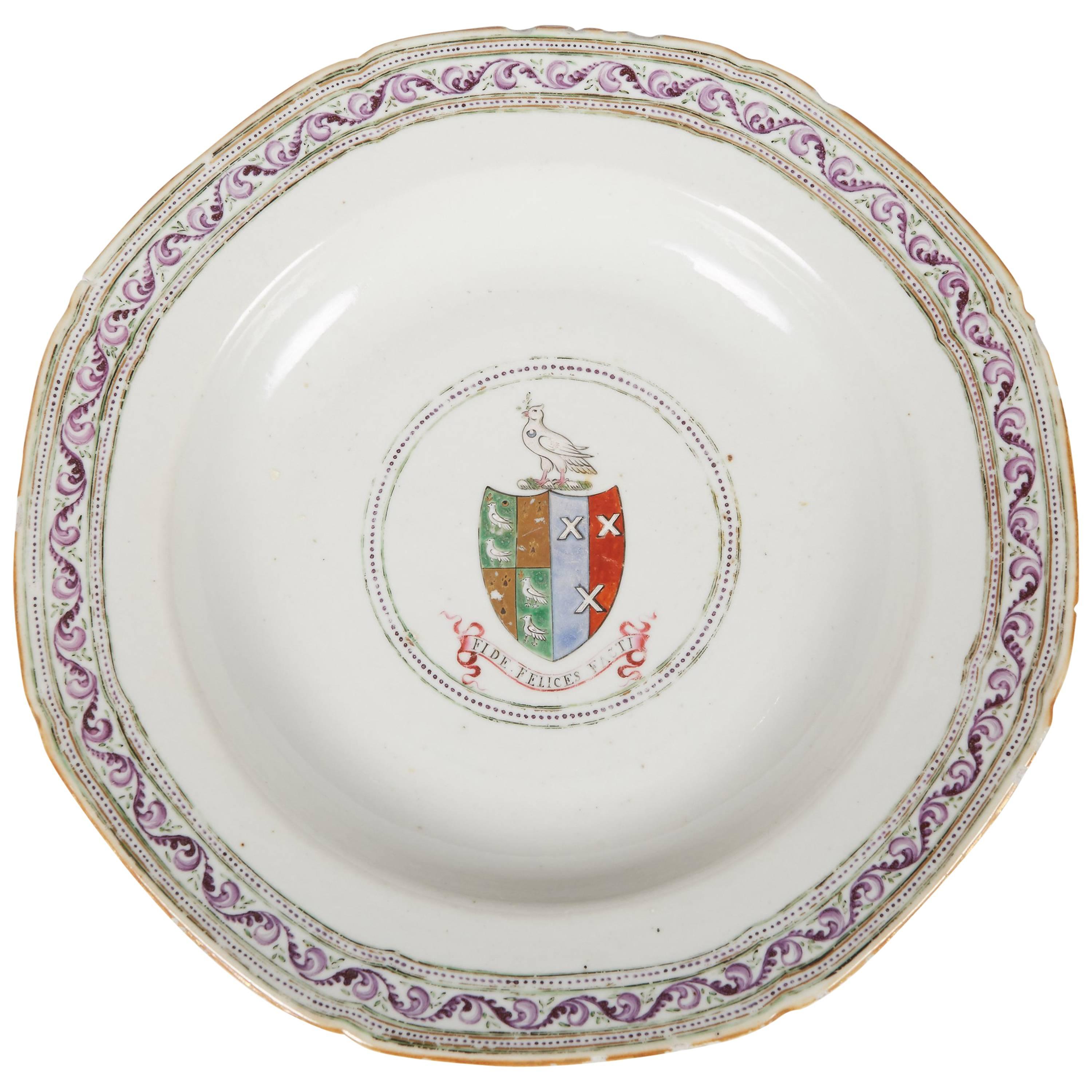 18th Century Chinese Export Armorial Soup Plate at 1stDibs