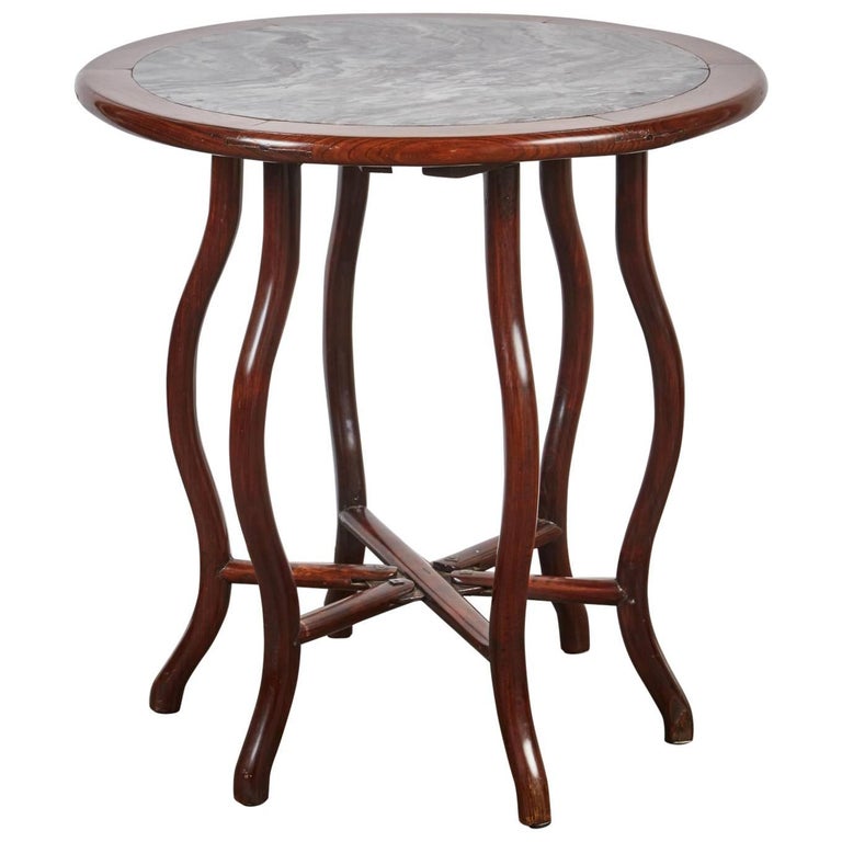 Late 19th Century Chinese Round Rosewood Folding Table For Sale at 1stDibs