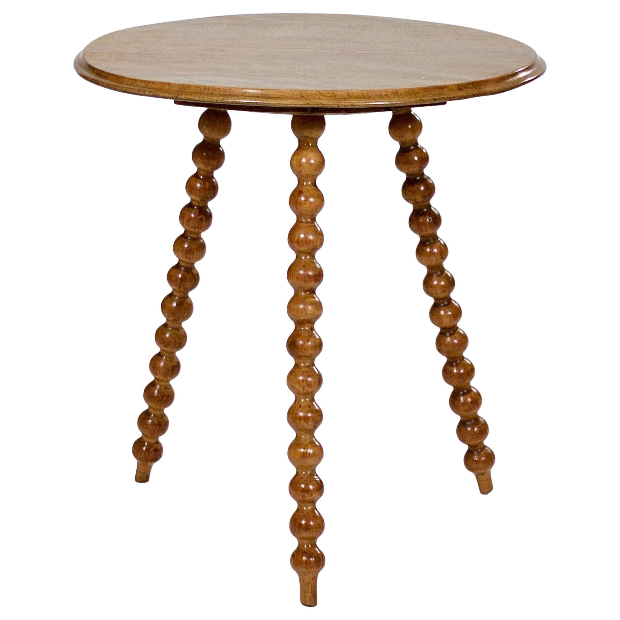 Small Circular Satin Birch Bobbin Turned Gypsy Table at 1stDibs