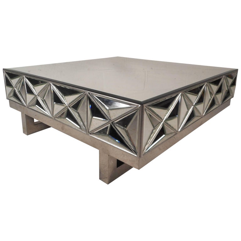 Modern Studded Mirror Coffee Table at 1stDibs