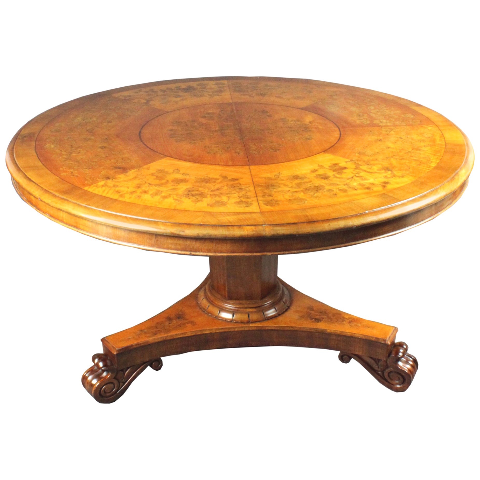Antique Walnut Marquetry Octagonal Centre Table For Sale at 1stDibs