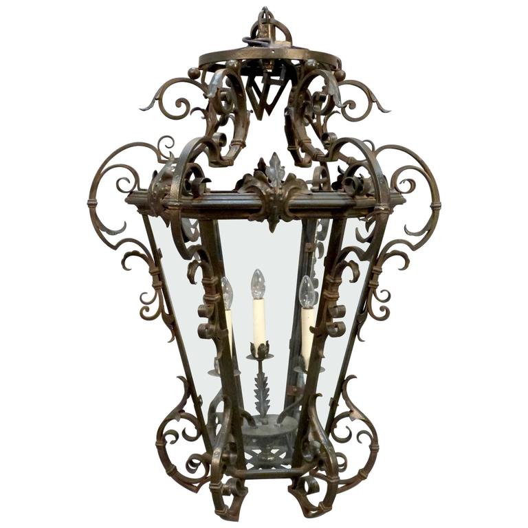 Impressive Wrought Iron Lantern For Sale at 1stDibs