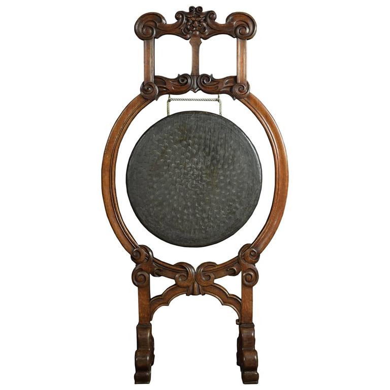 Substantial Oak Country House Floor Standing Dinner Gong at 1stDibs