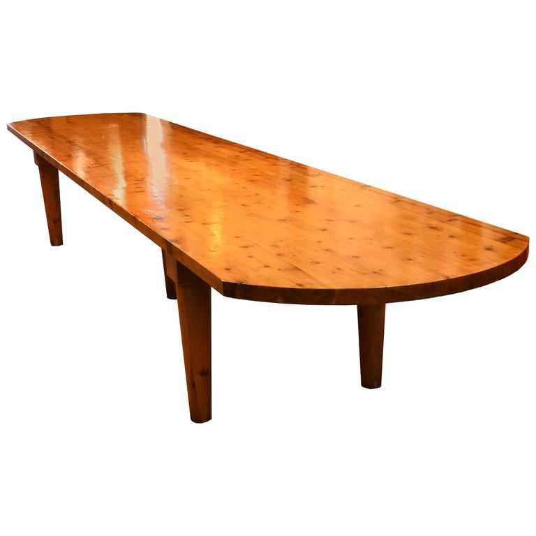 Long Pine Table with Curved Edges at 1stDibs
