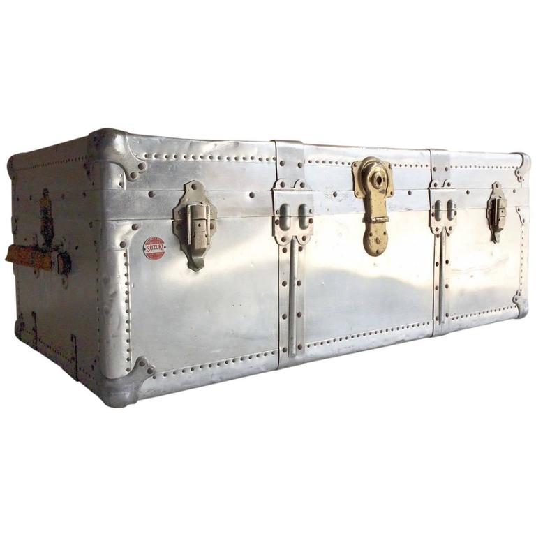 Industrial Travel Trunk Chest Japanese Suzuki Mid-Century Metal Tokyo ...
