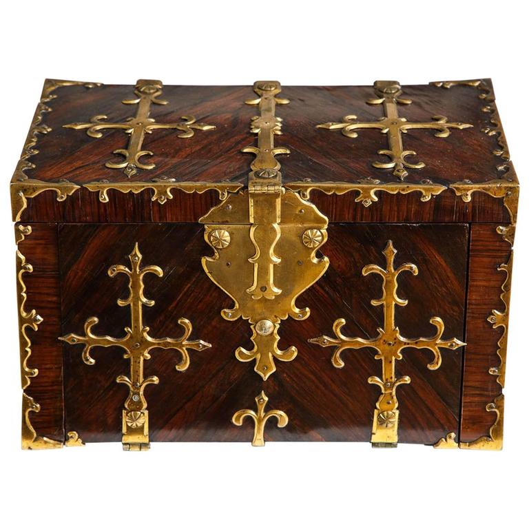 17th Century Brassbound Travelers Valuables Chest at 1stDibs