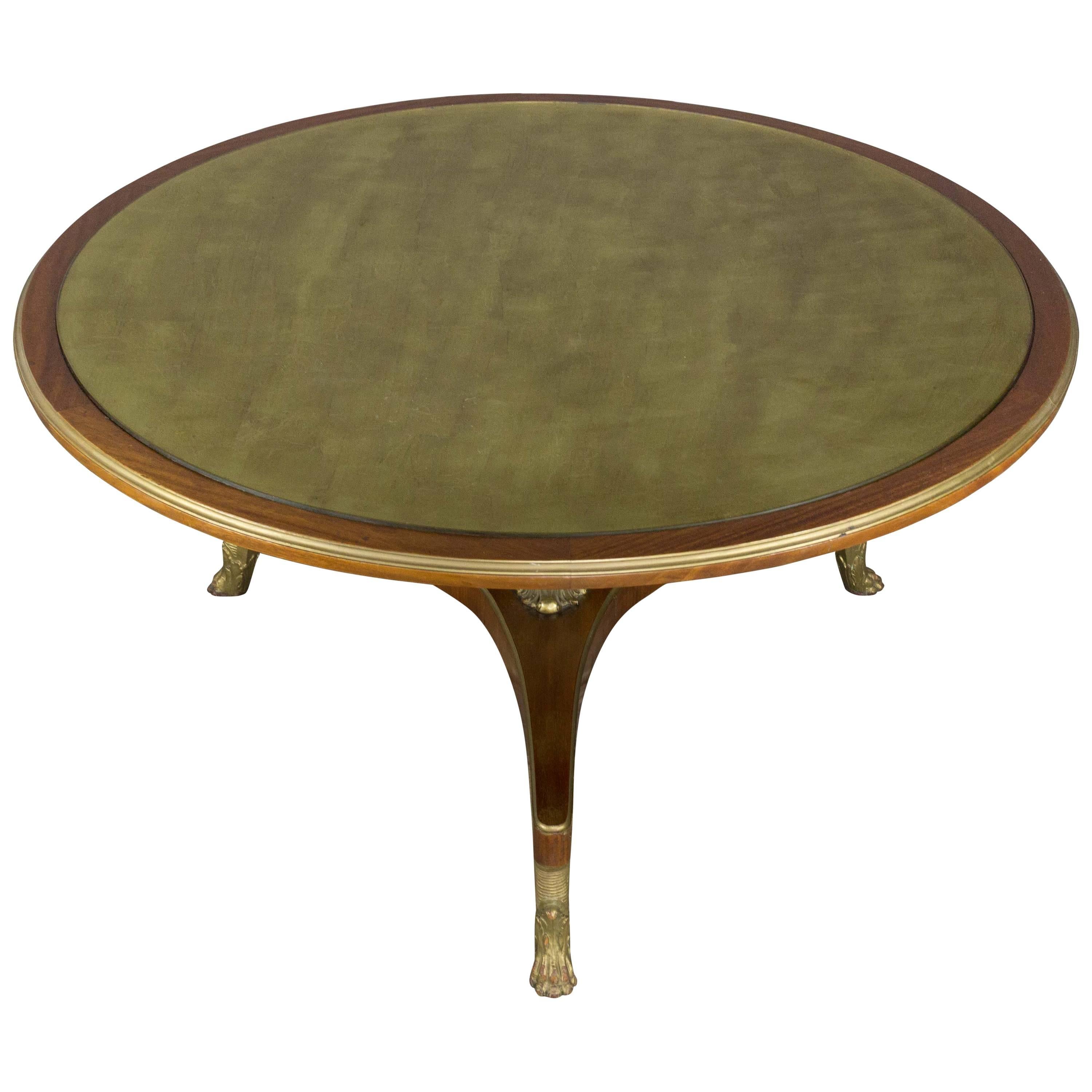 Empire Style Mahogany Coffee Table with Gilt Glass For Sale at 1stDibs