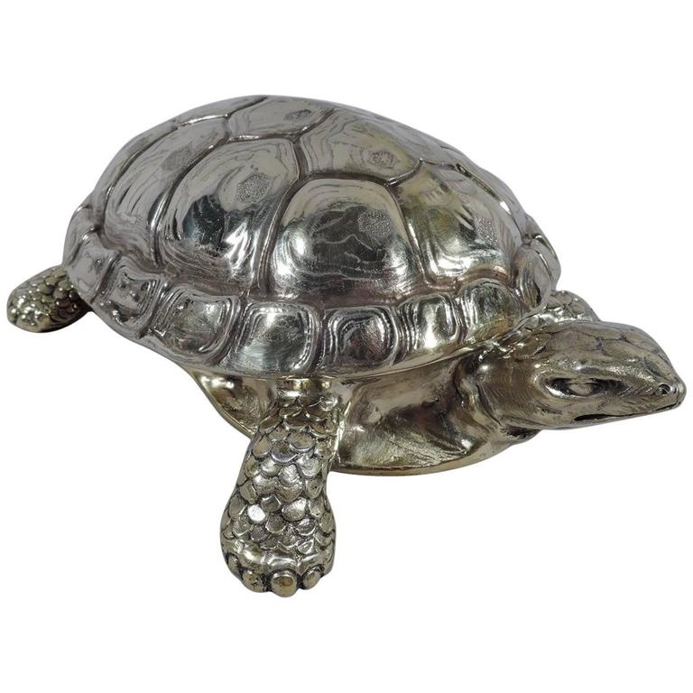 Tiffany Gilt Sterling Silver Turtle Box For Sale at 1stdibs