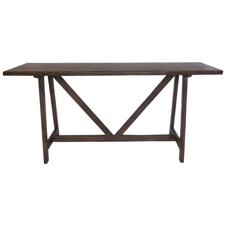 Dos Gallos Custom Oak V Console For Sale at 1stDibs