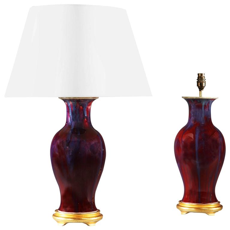 A Pair of Red Flambé Lamps at 1stDibs