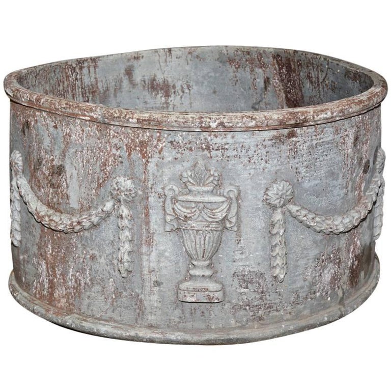 Antique Lead Planter with Drainage Hole For Sale at 1stDibs