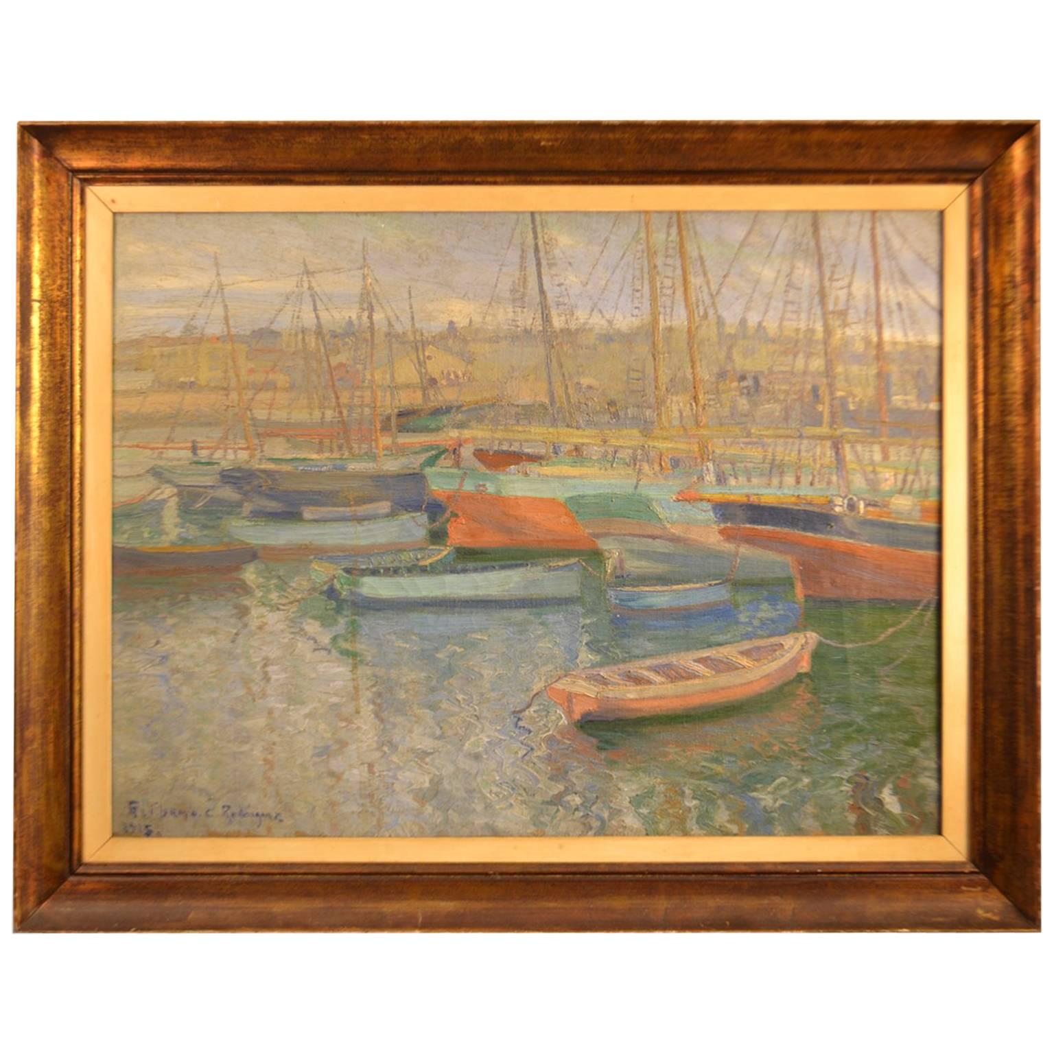 Donald Barton Painting of Gloucester Harbor, circa 1930s at 1stDibs
