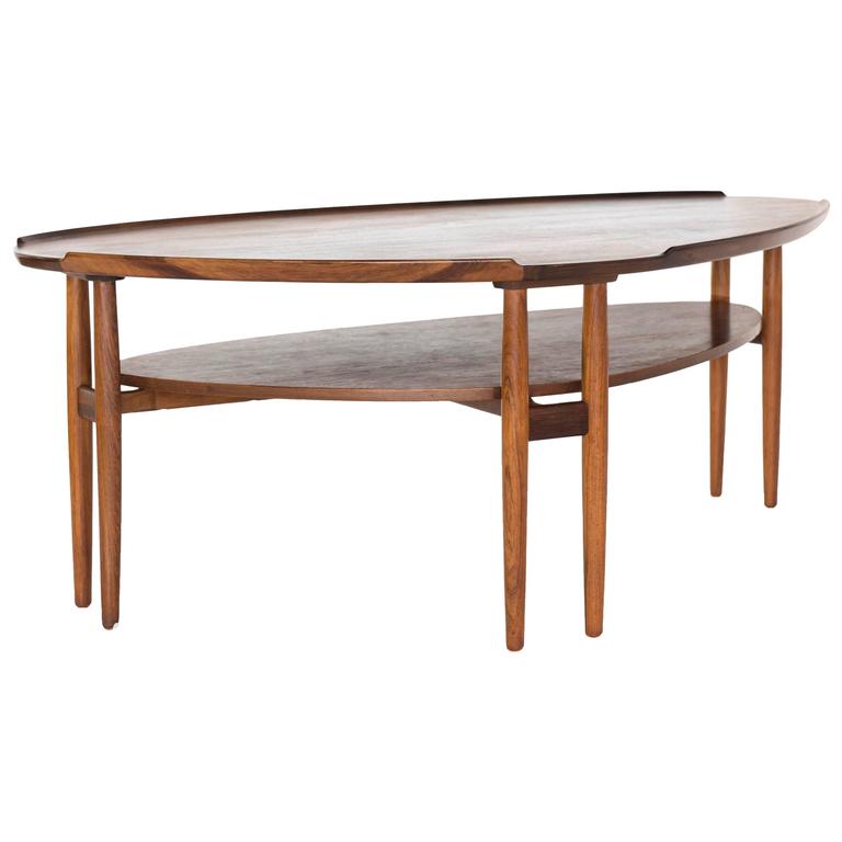 Arne Vodder Asymmetrical Rosewood Coffee Table at 1stDibs