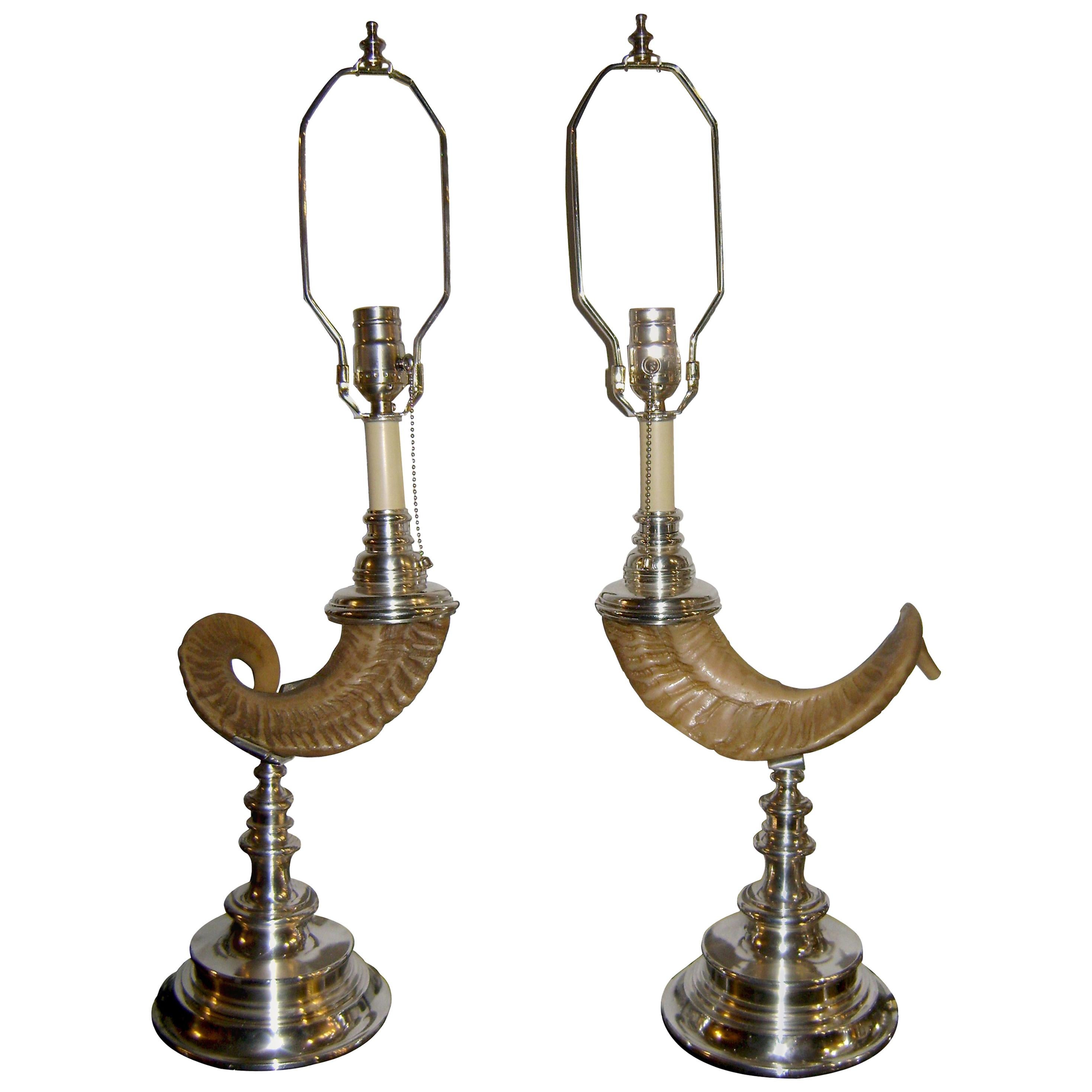 English Midcentury Horn Lamp For Sale at 1stDibs