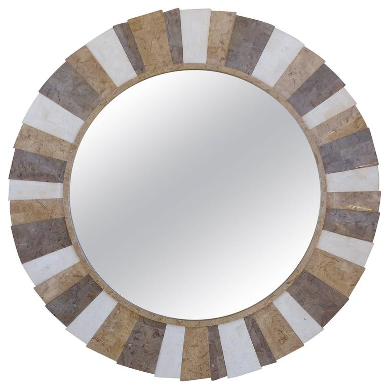 Tessellated Stone Mirror by Oggetti at 1stdibs