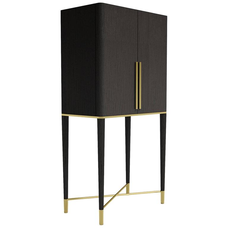 Gallotti and Radice Tama Bar Cabinet in Black Open Pore Lacquered ...