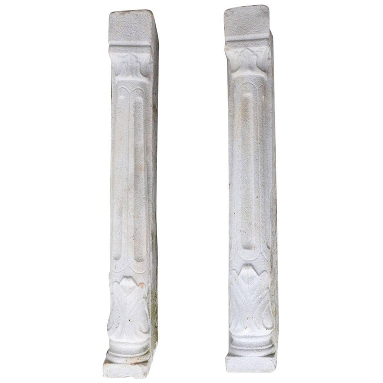 Pair of Antique Marble Pilaster Console Plinth For Sale at 1stDibs