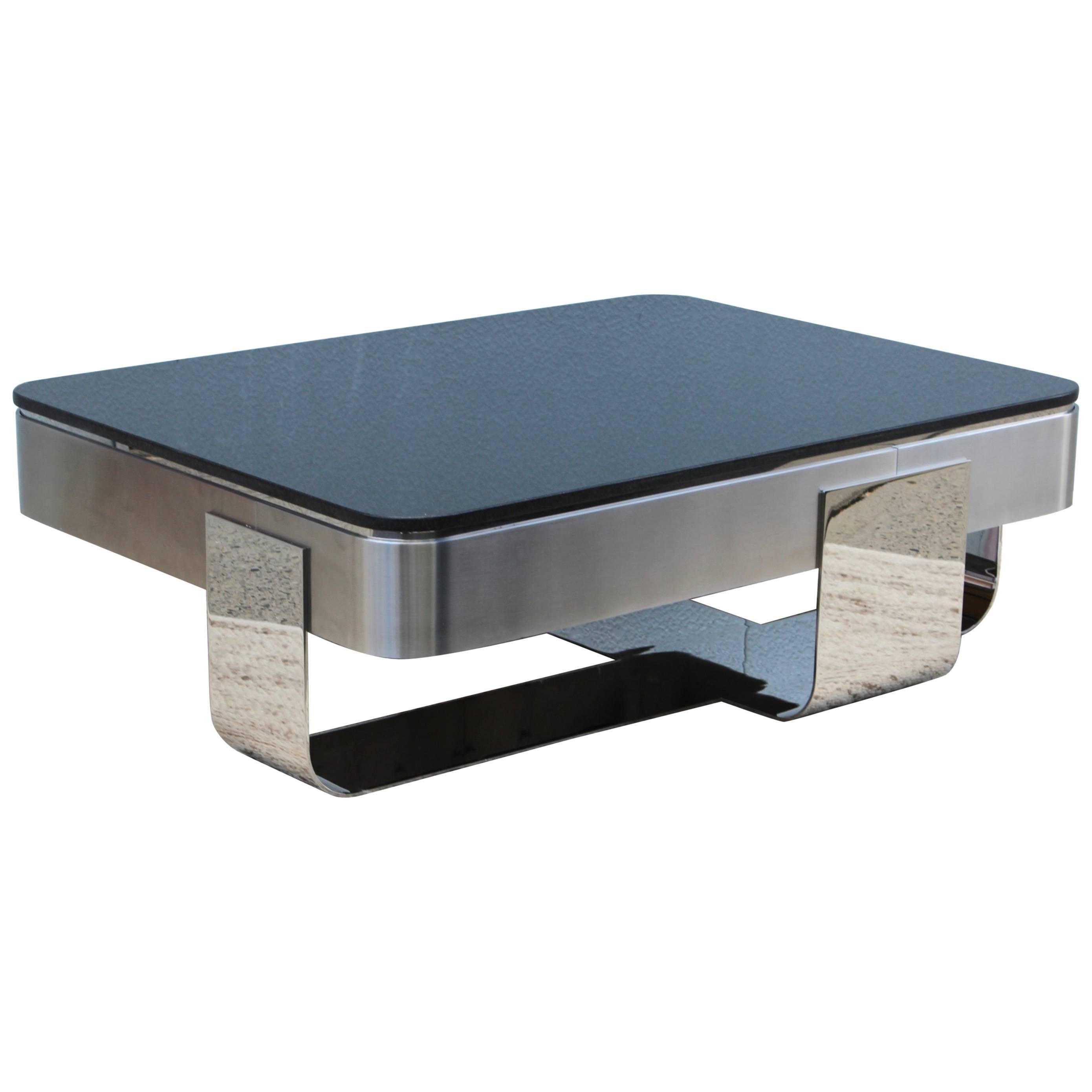 Brueton Polished Steel with Granite Top Coffee Table at 1stDibs ...