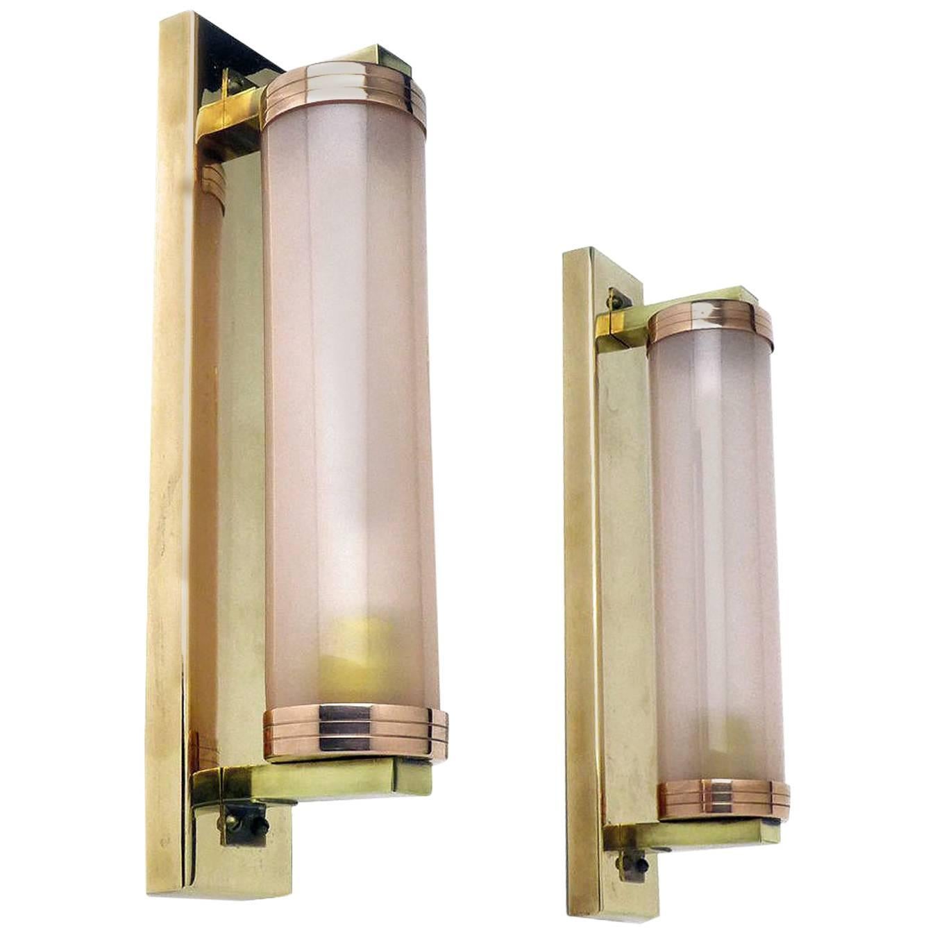 Modernist Art Deco Pair of Wall Light Sconces at 1stDibs