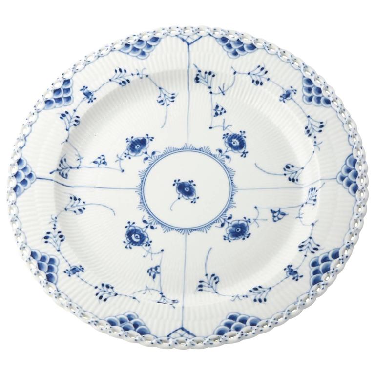 Large Royal Copenhagen Blue and White Fluted Lace Pattern Floral ...