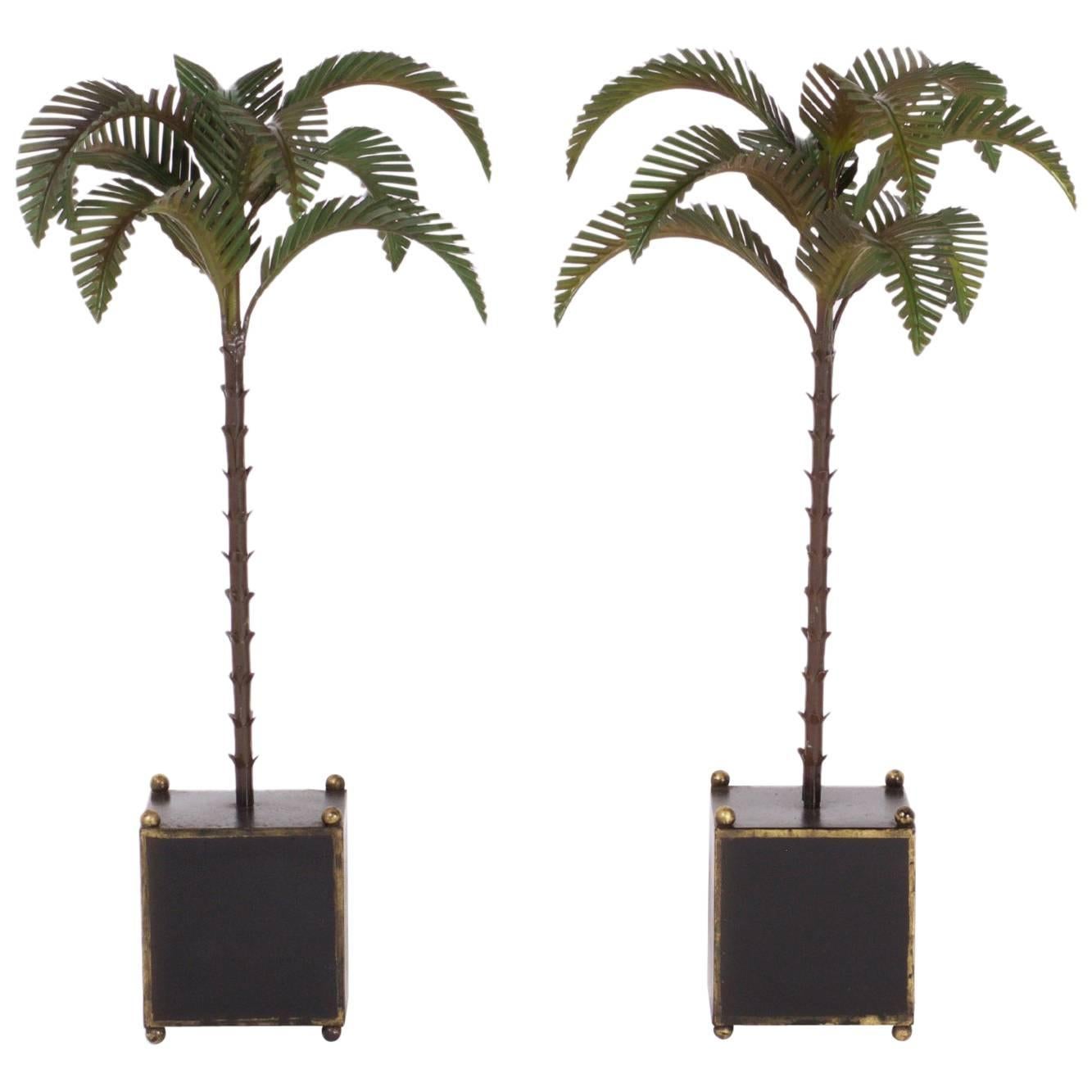 Chic Pair of Tole Palm Trees at 1stDibs