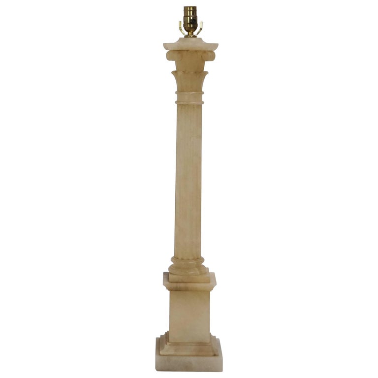 Tall Column Lamp in Rare Alabaster at 1stDibs | alabaster column lamp ...