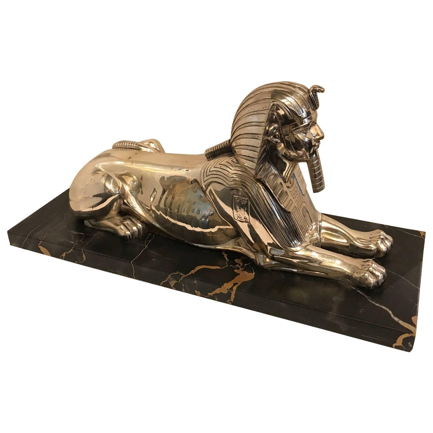 Empire Silvered Bronze Sphinx, 19th Century For Sale at 1stDibs