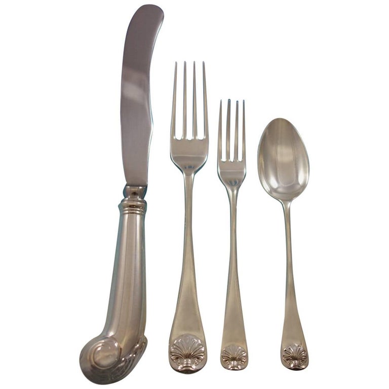 Williamsburg Shell by Stieff Sterling Silver Flatware Set Service 72 ...