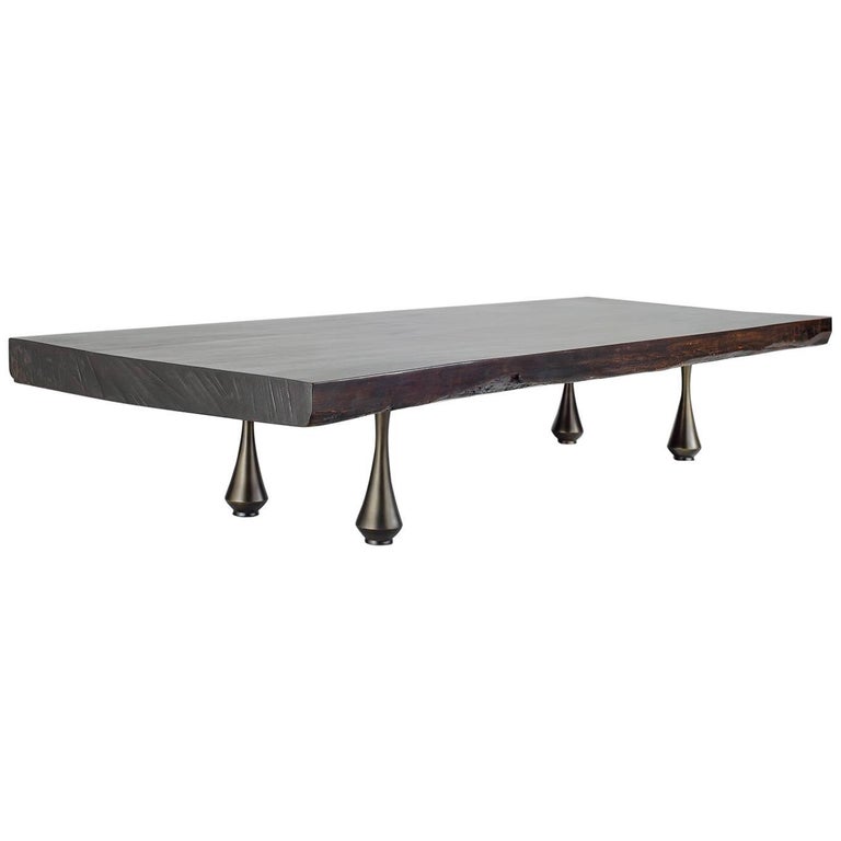 Low Table in Antique Single Slap Hardwood with brass base, by P ...