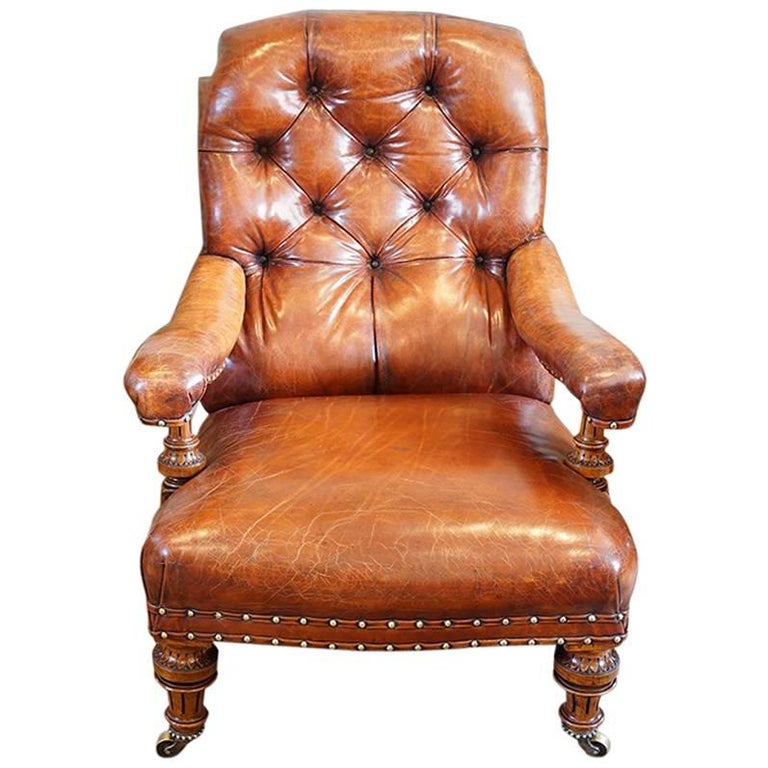 Victorian Leather Button Back Easy Chair at 1stDibs | leather button ...